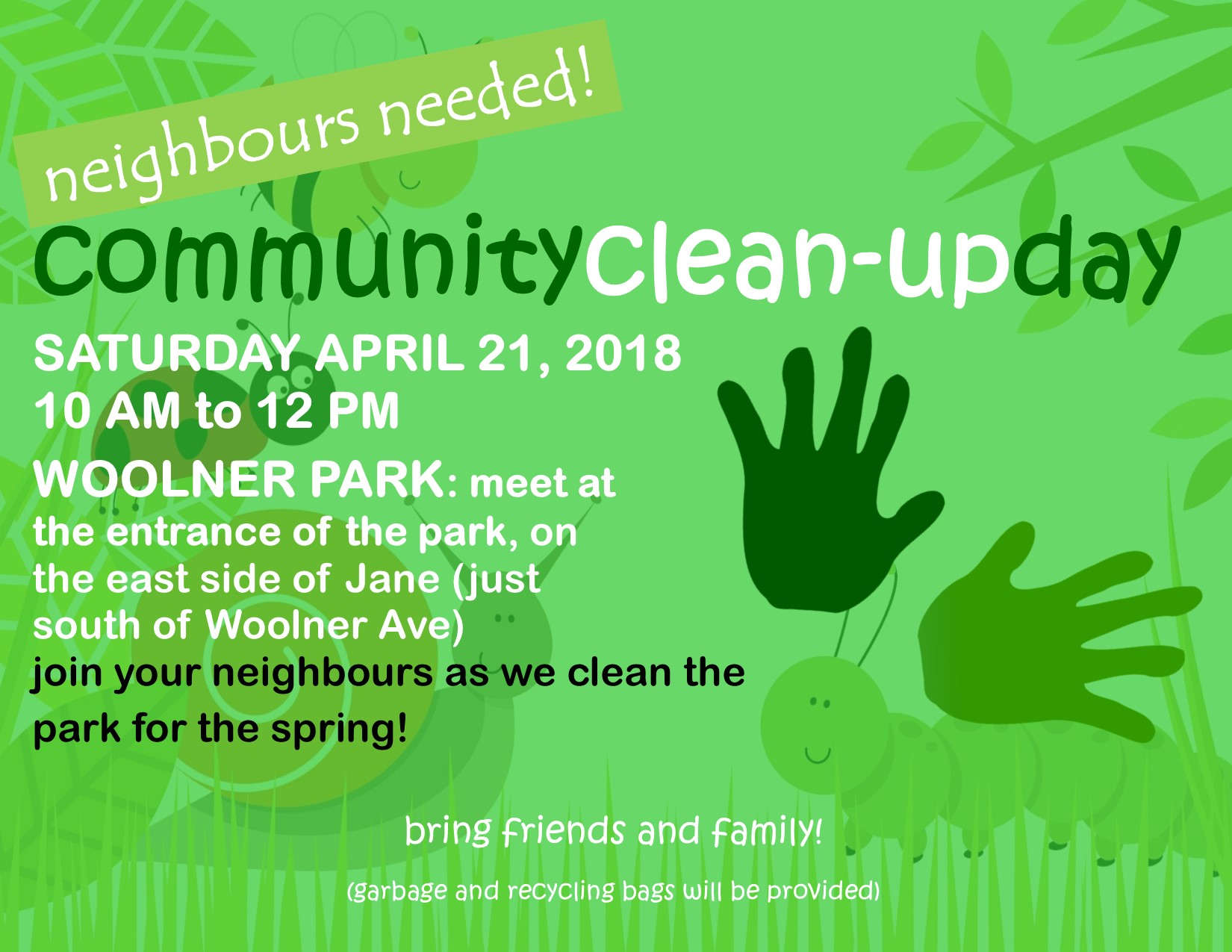 Woolner Park Community Clean Up - Green P Parking